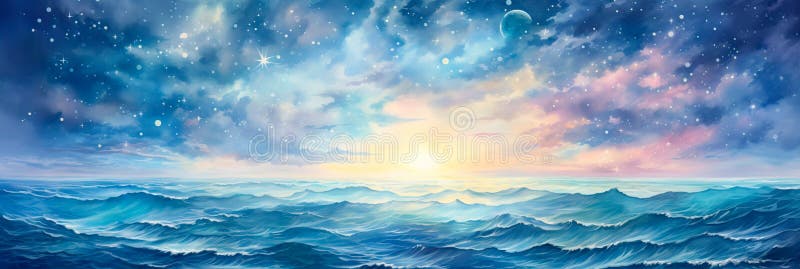 Ocean Filled with Stars and Planets, Where Constellations Mirror the ...