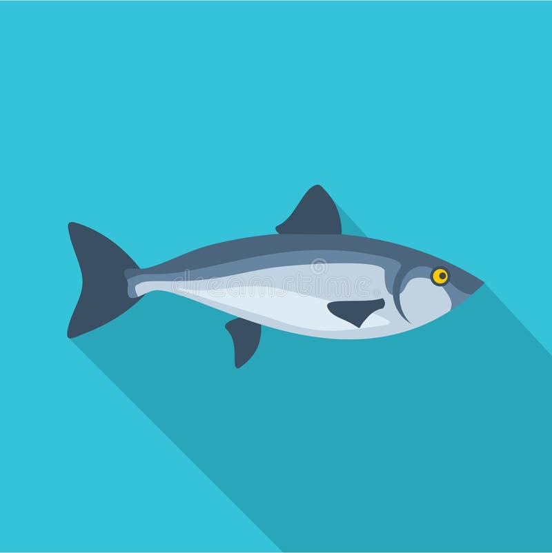Ocean Fish Icon, Flat Style Stock Vector - Illustration of ocean, swim ...