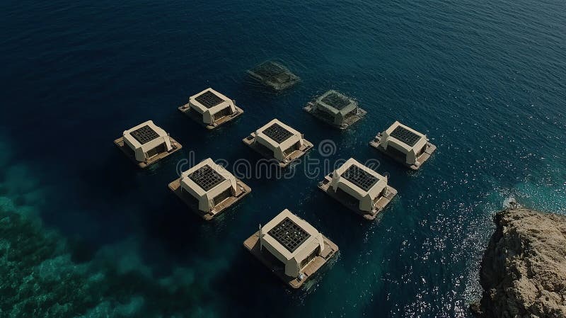 Ocean Floating Villas Aerial View, Coastal Resort Stock Photo - Image ...