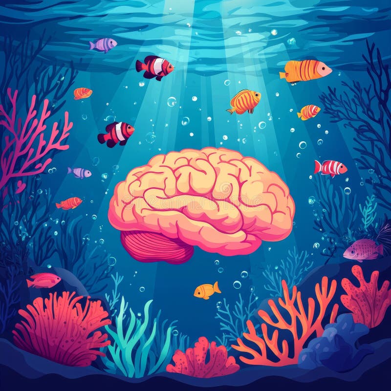 On the Ocean Floor, a Human Brain is Positioned among Clownfish and ...