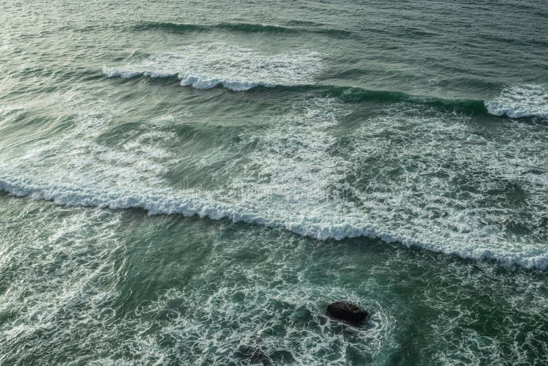 Ocean Foamy Waves Approaching Rocky Shore. Top View Stock Image - Image ...