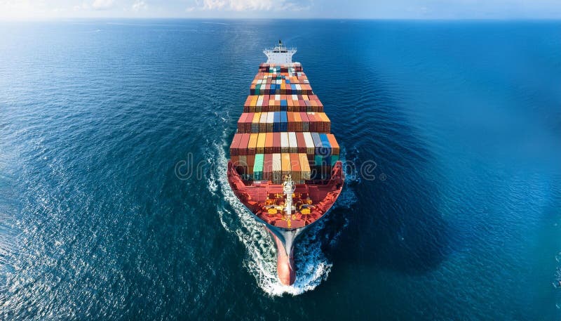 Ocean Freighter with Containers Stock Illustration - Illustration of ...