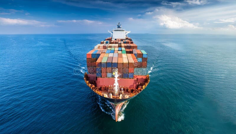 Ocean Freighter with Containers Stock Illustration - Illustration of ...