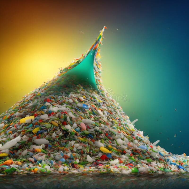 The Ocean Full of Plastic Waste. Microplastic Polluting the Sea Stock ...