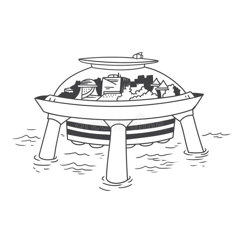 Ocean future city stock vector. Illustration of future - 259445396