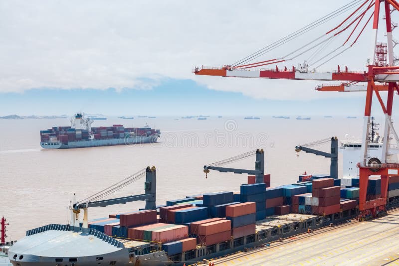 Ocean container terminal stock image. Image of international - 108610563