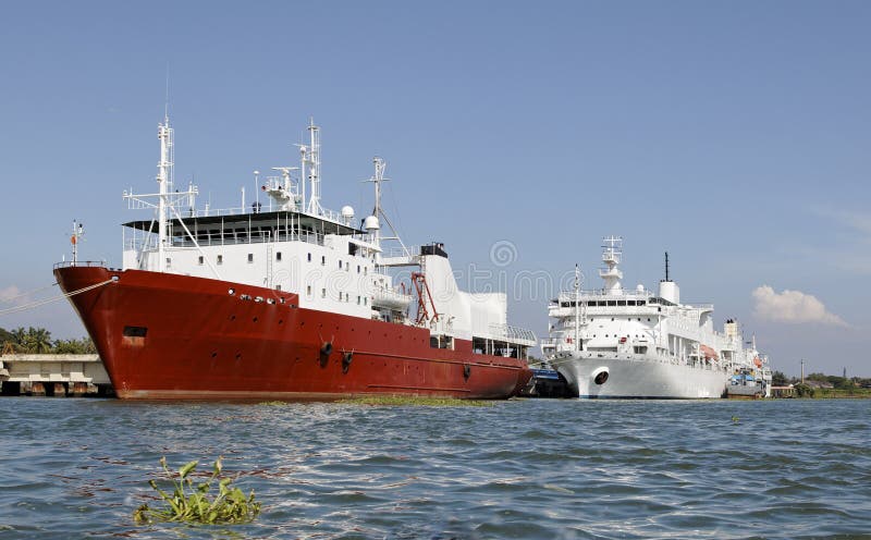 Ocean Going Liners Moored at Kochin Kerala India Stock Image - Image of ...