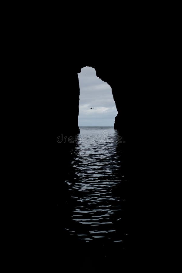 Ocean from the Inside of the Dark Cave Stock Image - Image of moody ...