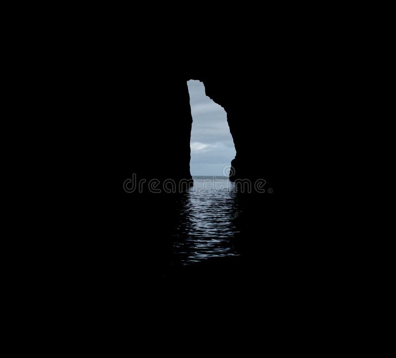 Ocean from the Inside of the Dark Cave Stock Image - Image of moody ...