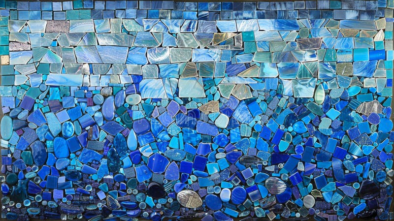 Ocean-Inspired Blue Mosaic Tile Texture for Artistic Backgrounds Stock ...
