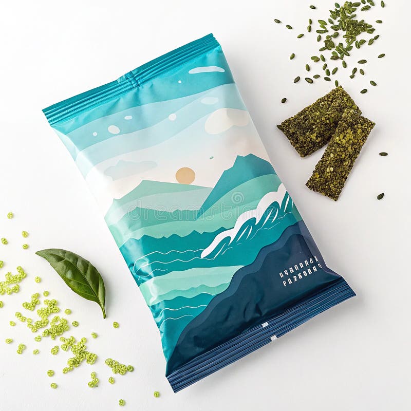 Extra Thin Crispy Seaweed Snack Pouch Stock Illustration - Illustration ...