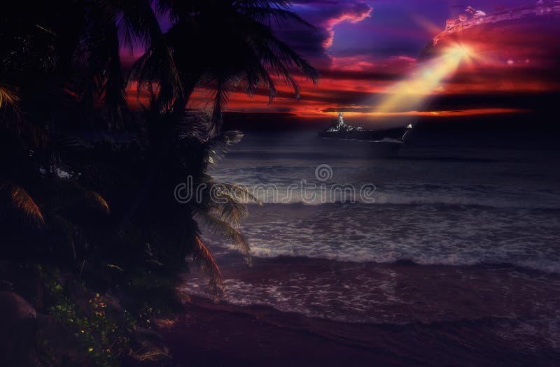 Ocean invasion stock image. Image of searchlight, wallart - 107526241