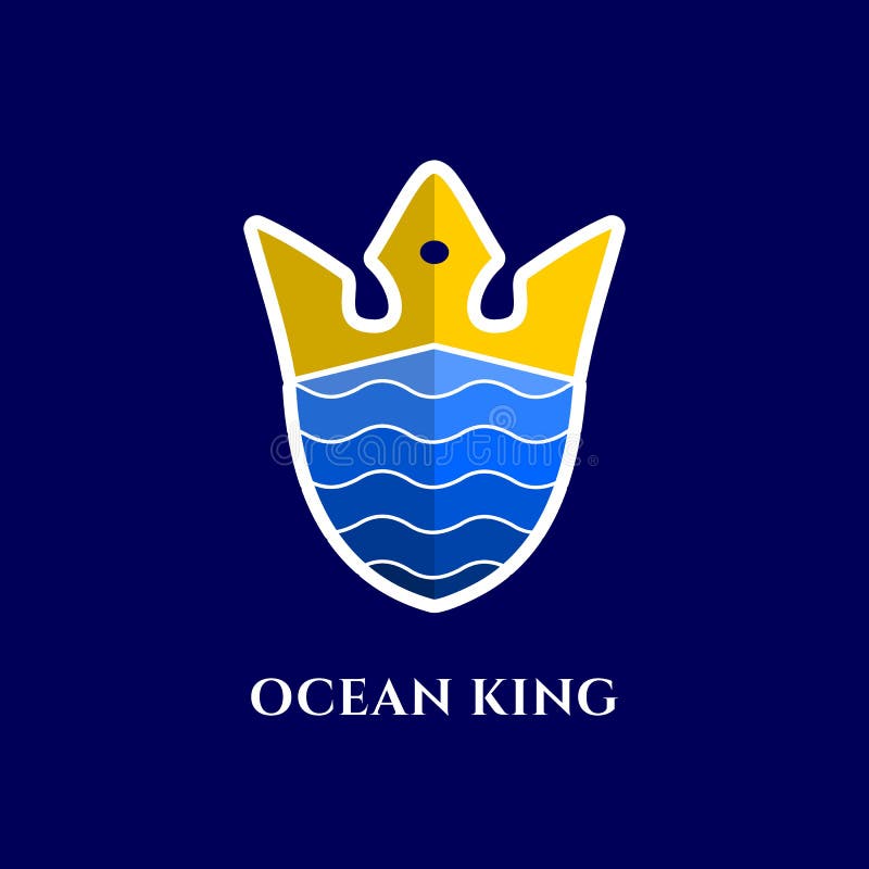 Ocean King Crown Shield Wavy Sea Logo Stock Vector - Illustration of ...