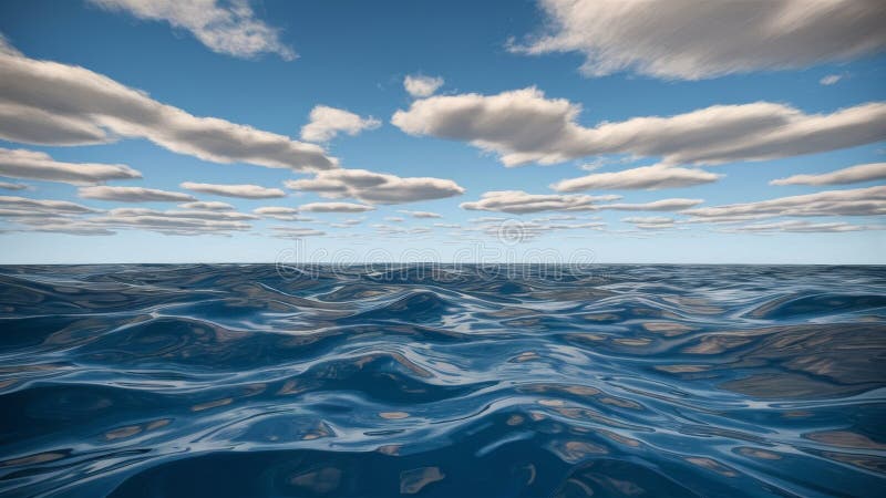 An Ocean Landscape with Continuous Water Waves, Complemented by a Blue ...