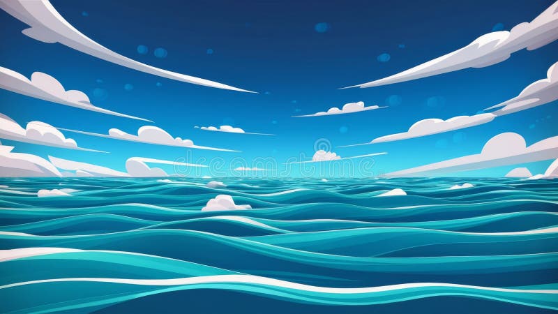 An Ocean Landscape with Continuous Water Waves, Complemented by a Blue ...