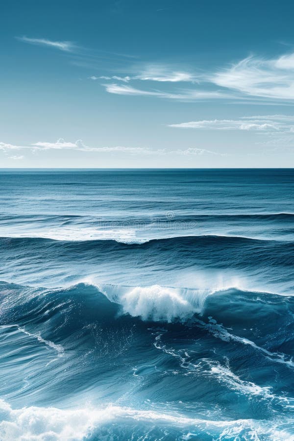An Ocean with Large Swells and a Clear Blue Sky Stock Image - Image of ...