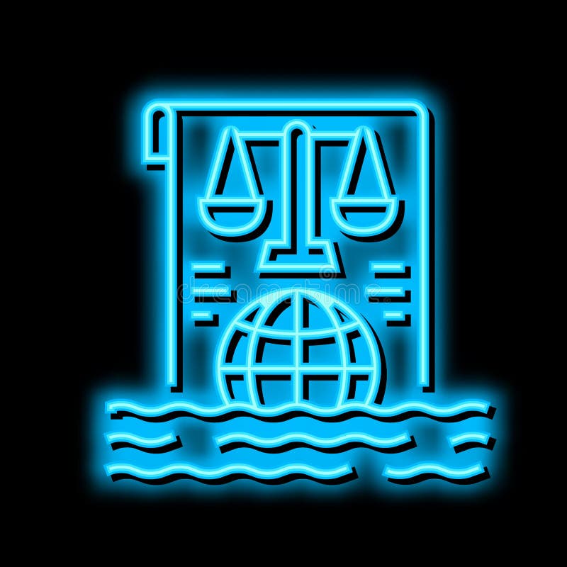 Ocean and Law of Sea Social Problem Neon Glow Icon Illustration Stock ...