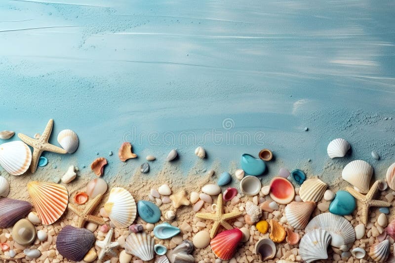 Ocean Layout Frame with Light Blue Background and Copy Space Stock ...