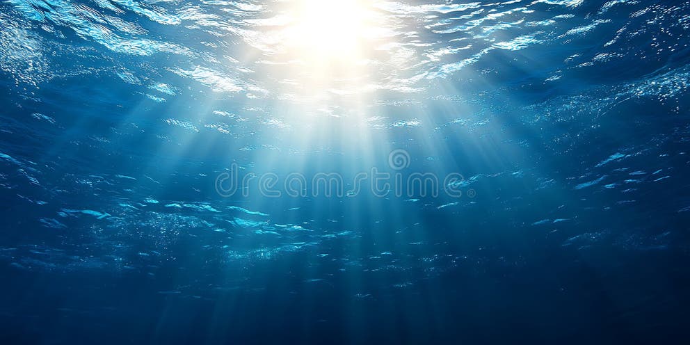 Ocean Light Rays Underwater Scene Stock Illustration - Illustration of ...