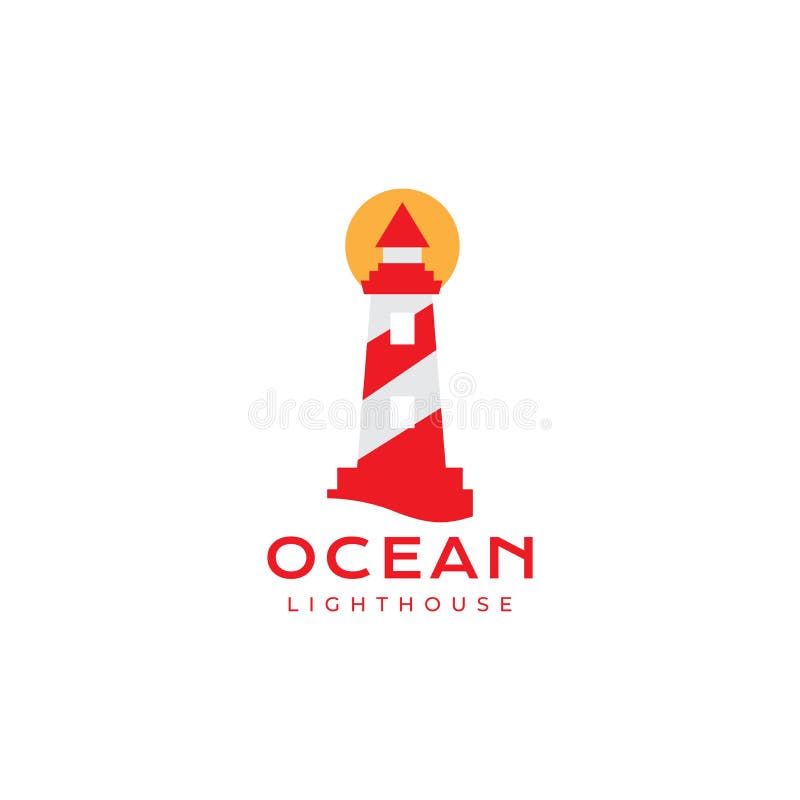 Ocean Lighthouse Abstract with Sunset Logo Design Stock Vector ...