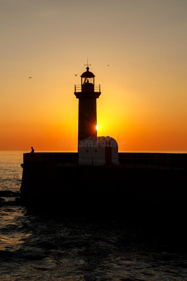 Ocean Lighthouse at the Sunset. Stock Image - Image of beacon, summer ...