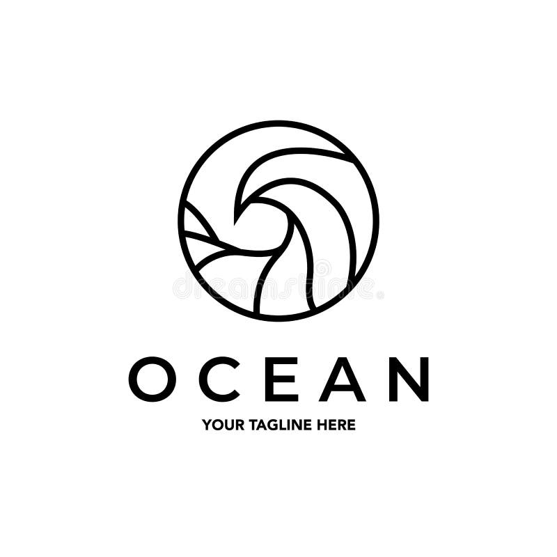 Ocean Line Art Logo Vector Minimalist Illustration Design Stock Vector ...