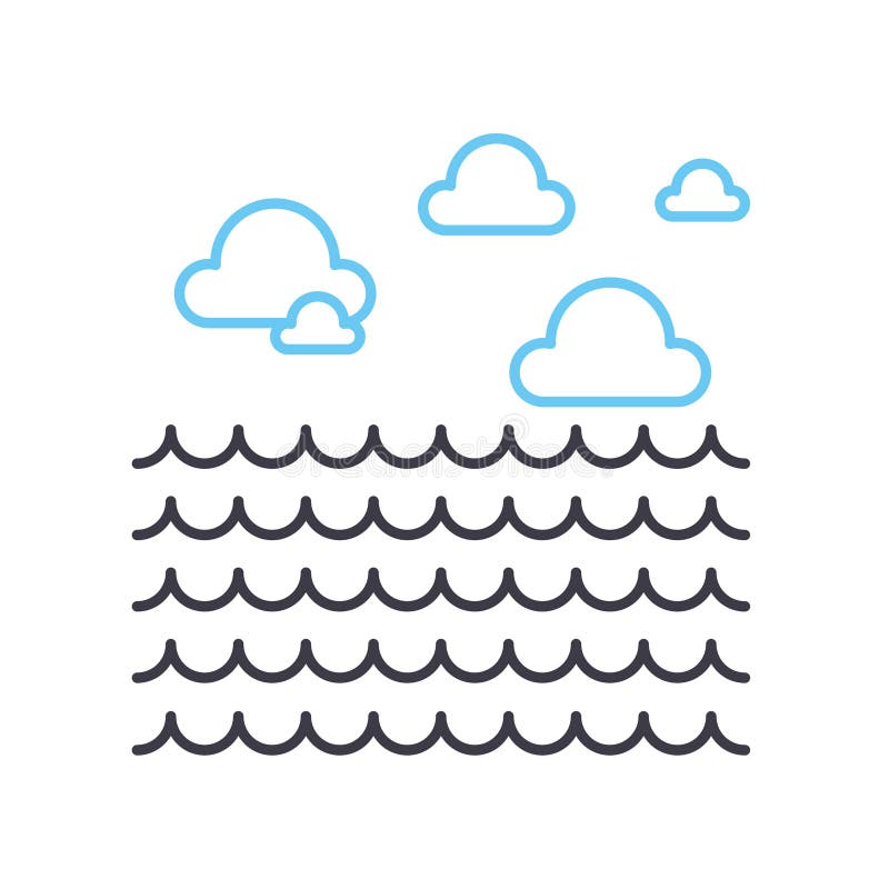 Ocean Line Icon, Outline Symbol, Vector Illustration, Concept Sign ...