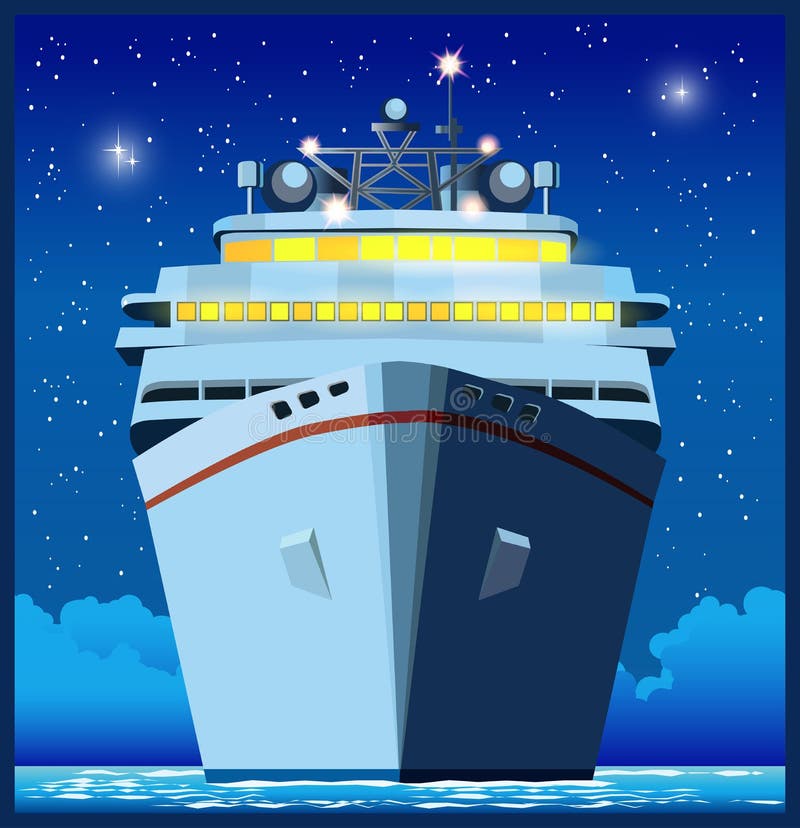 Ocean liner at night stock vector. Illustration of cruise - 98471641