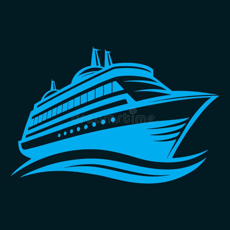 Ocean Liner Vector Design Cruise Ship Silhouette, Black Background ...