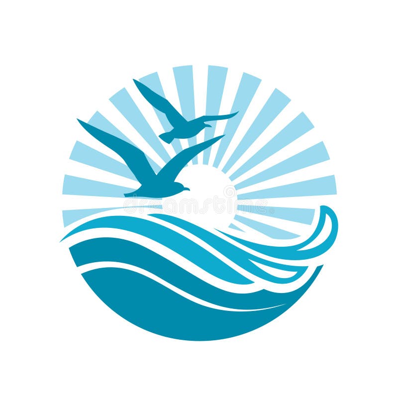 Ocean logo design stock vector. Illustration of seagull - 89336233