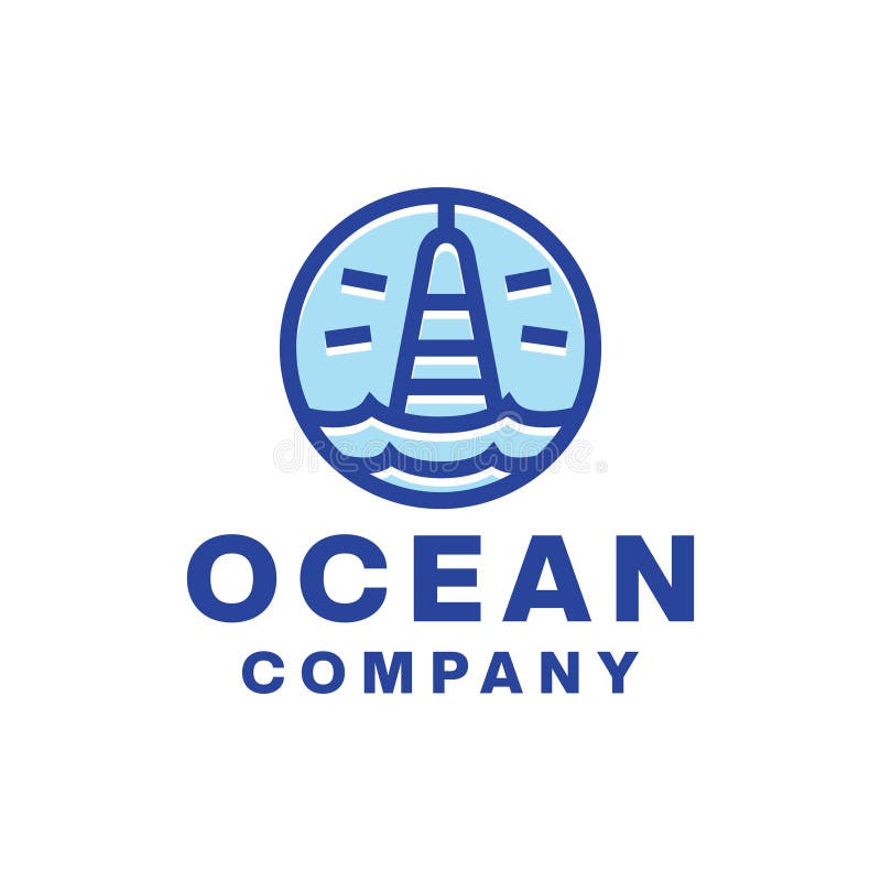 Ocean Logo Design Vector Illustration Monoline Sea Wave Symbol Emblem ...