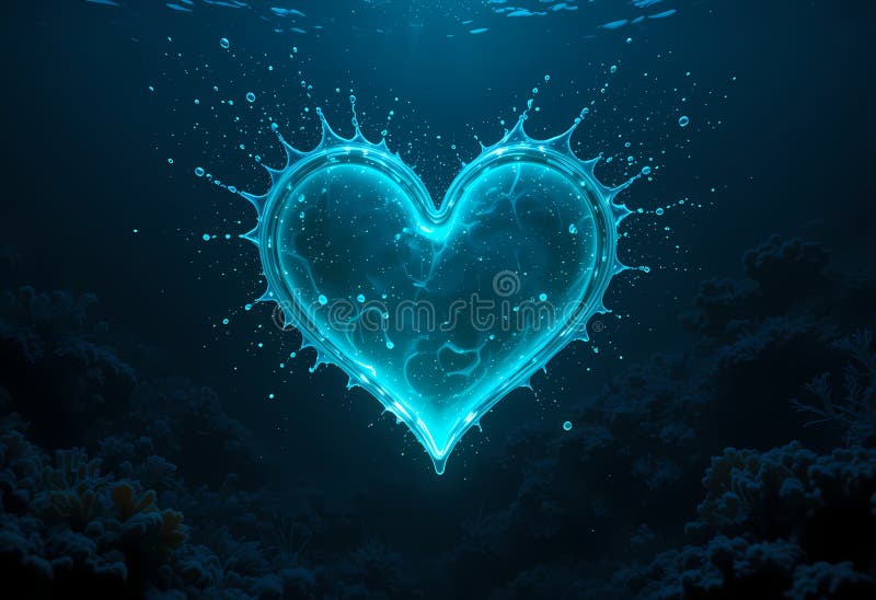 Ocean Love, Heart Shaped Water Splash Stock Illustration - Illustration ...