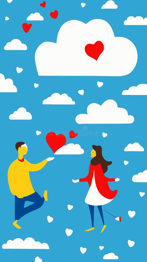 Ocean Love Romantic Scene Illustration Stock Vector - Illustration of ...