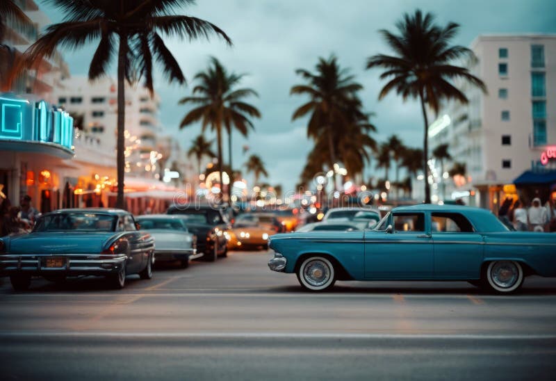 Ocean Miami drive beach stock illustration. Illustration of living ...