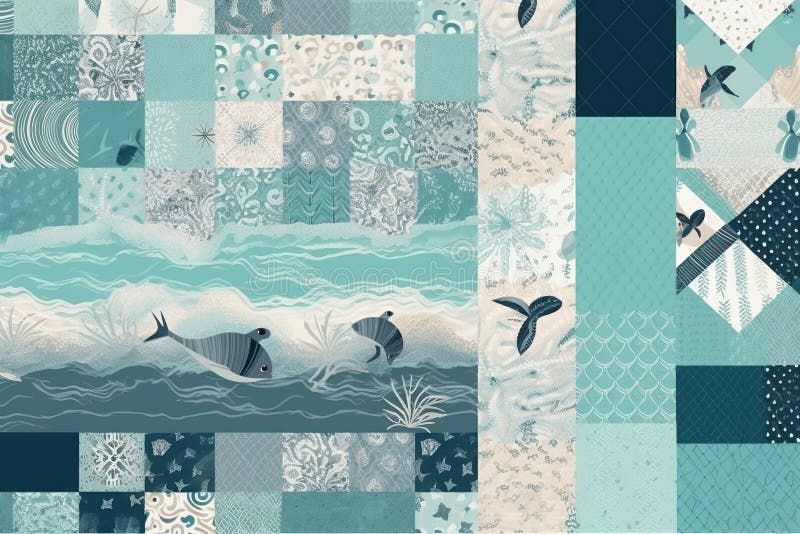 Ocean Mock Up Design with Patchwork Details, Concept of Texture ...