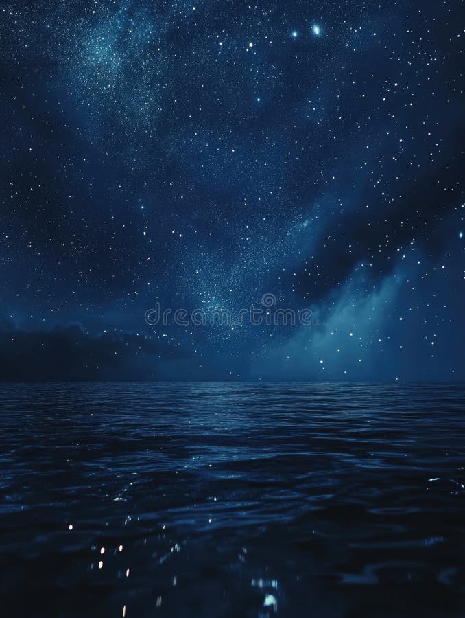 Ocean at Night with Stars stock photo. Image of getaway - 376240174