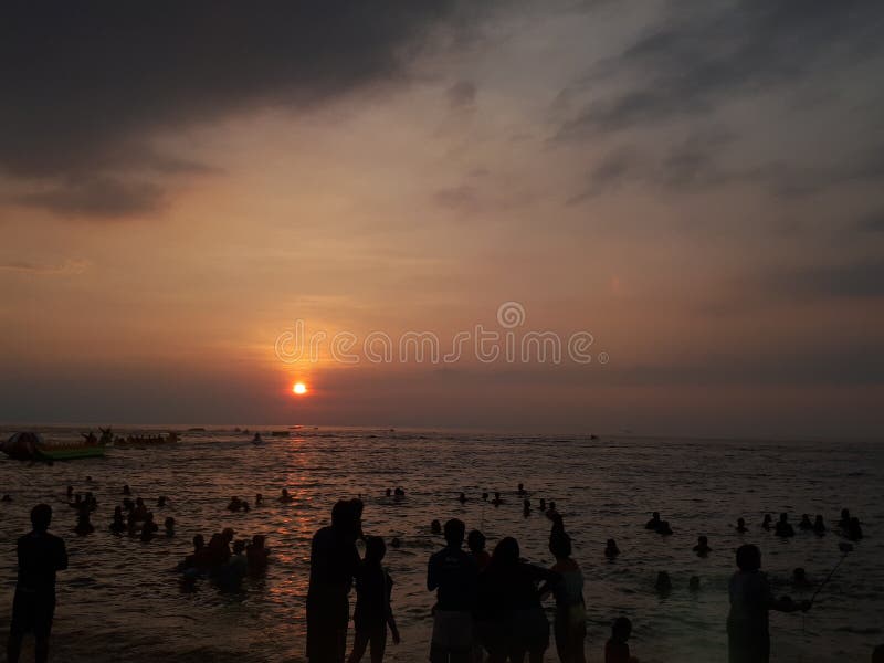 Ocean People Shadow Black Sunset Stock Photo - Image of black, people ...