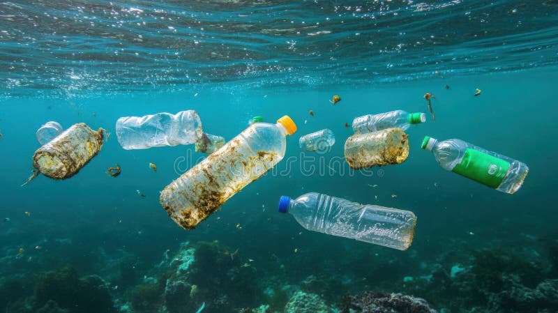 Ocean Plastic Pollution, Urgent Action Needed Stock Illustration ...