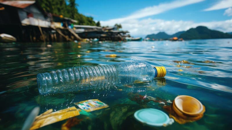 Ocean Plastic Pollution, Urgent Action Needed Stock Illustration ...