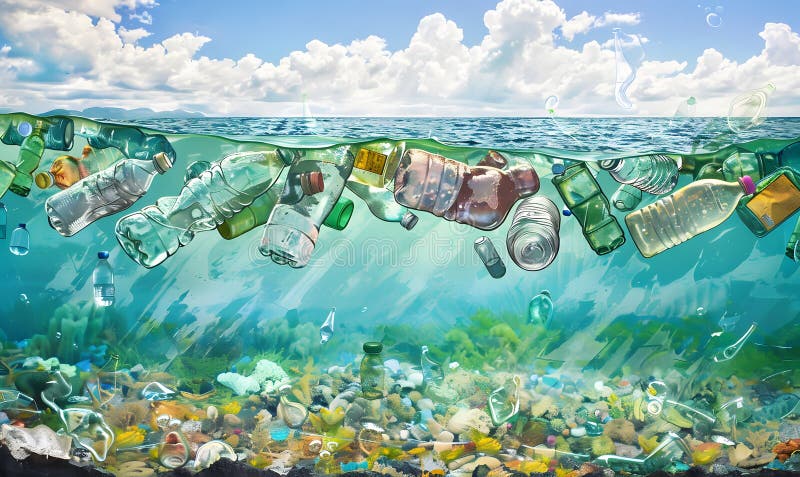 Ocean Plastic Pollution: a Visual Representation Stock Illustration ...
