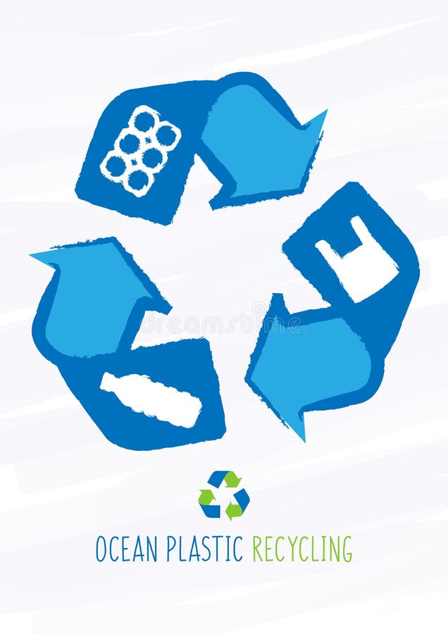 Ocean Plastic Recycling Vector Illustration Stock Vector - Illustration ...