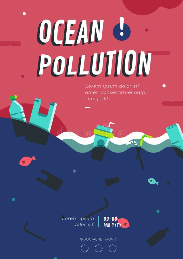 Ocean Pollution Poster Layout Stock Vector - Illustration of global ...