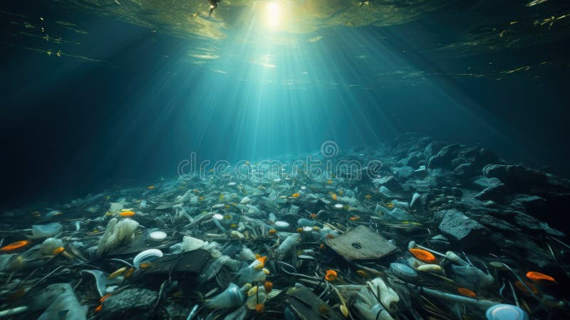 Ocean Pollution Concept with Copy Space Stock Illustration ...