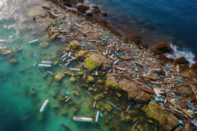 Ocean Pollution Concept with Copy Space Stock Illustration ...