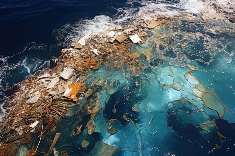 Ocean Pollution Concept with Copy Space Stock Illustration ...