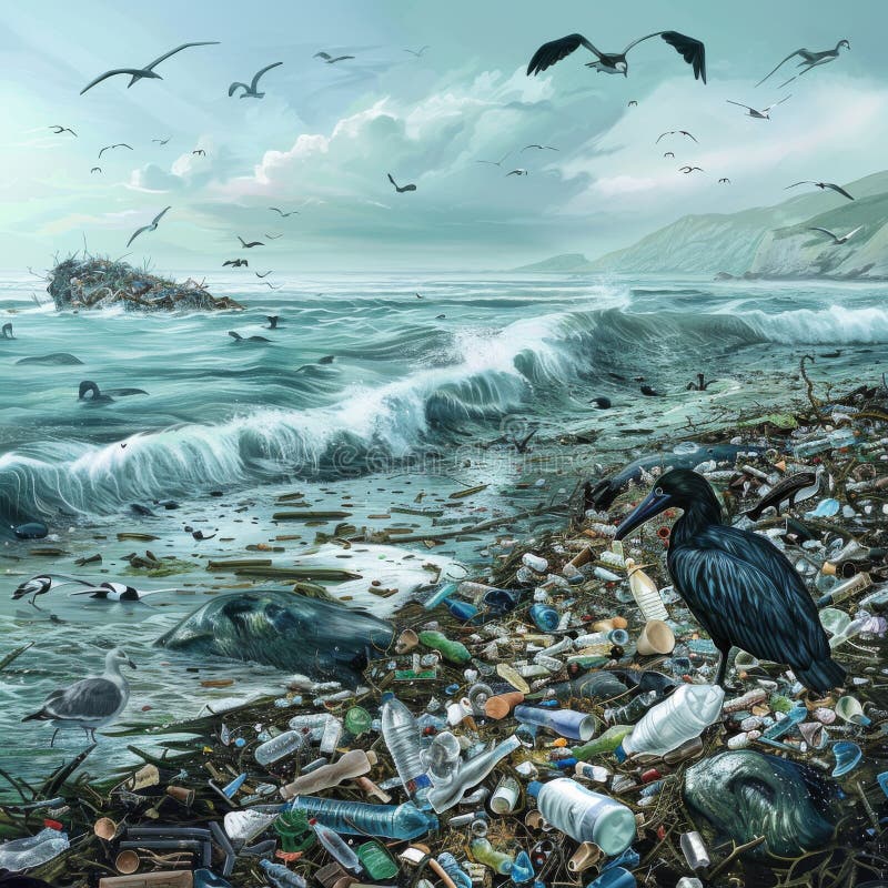 Ocean Pollution Crisis Scene Stock Image - Image of pollution ...