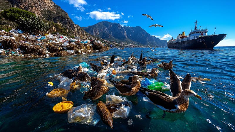 Ocean Pollution and Environmental Crisis Stock Illustration ...