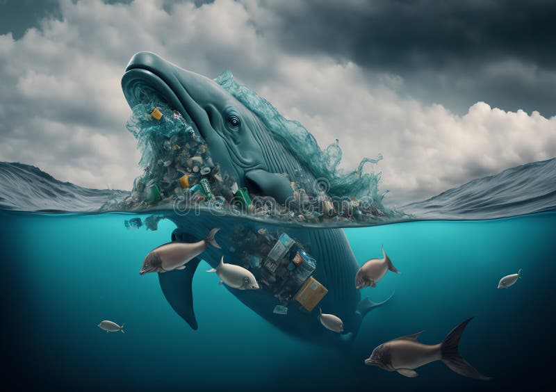 Ocean Pollution Environmental Problem Whale Waste Stock Illustration ...
