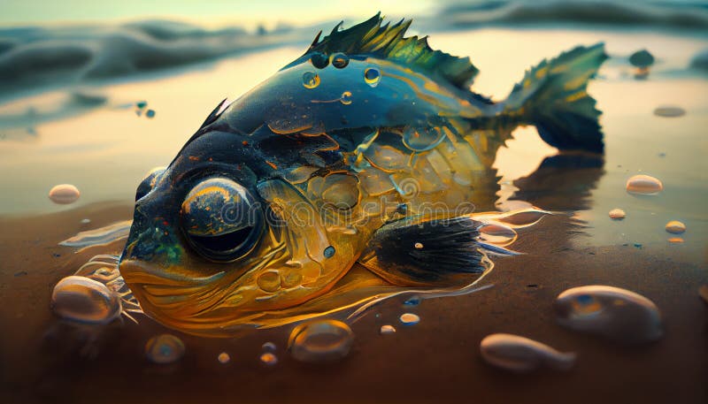 Ocean Pollution. the Fish Washed Ashore Due To Oil Pollution in the ...