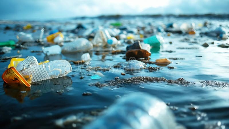 Ocean Pollution with Floating Trash and Environmental Debris Stock ...